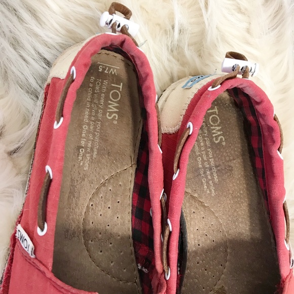 Toms | Shoes | Toms Red Shoes Flat Canvas 75 | Poshmark